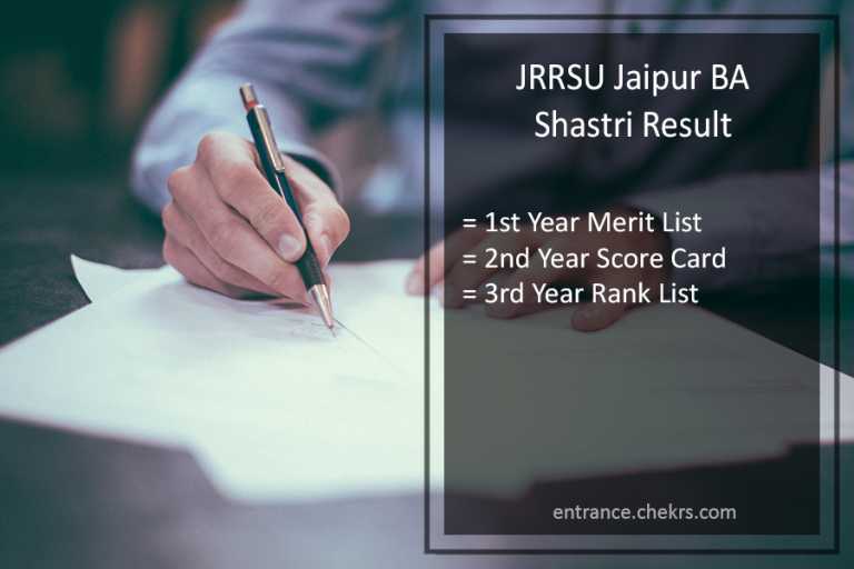JRRSU Jaipur BA Shastri Result 2025 - Part 3rd-2nd-1st Year Results
