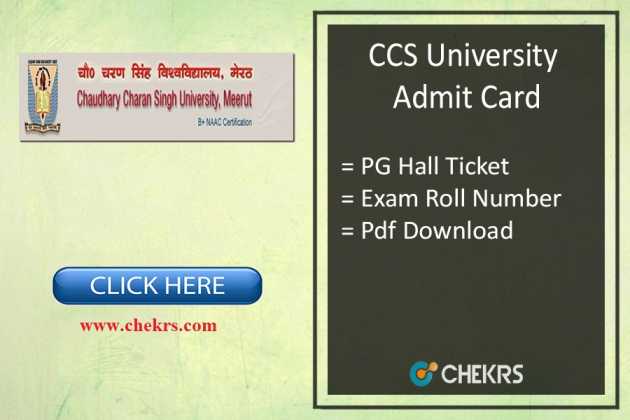 CCS University PG Admit Card 2025 Download MA MSC MCOM MCA LLB Hall Ticket