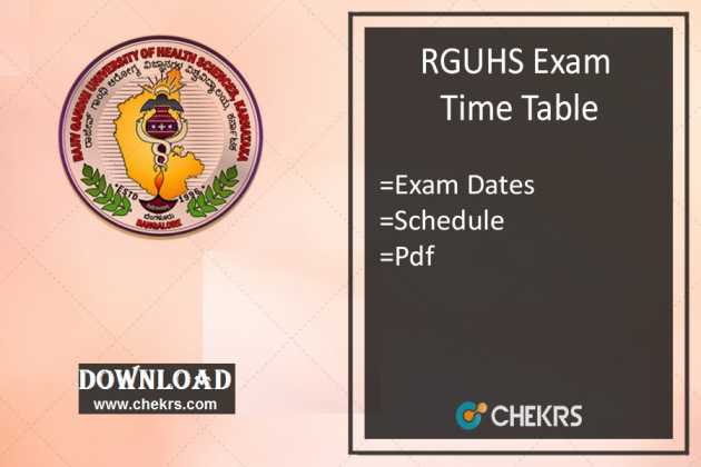 RGUHS Time Table 2025 MBBS|BDS|B.Pharma Exam Date.