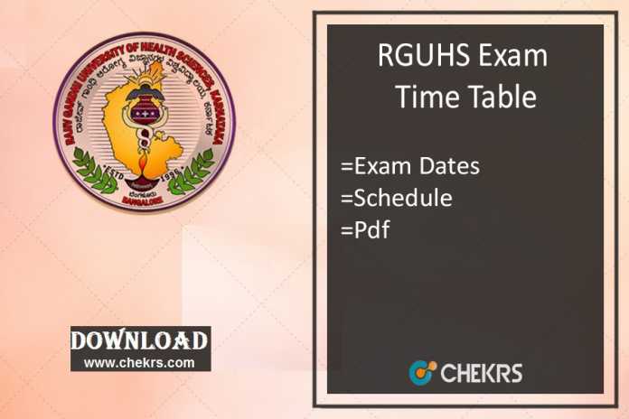 RGUHS Time Table 2025 MBBS|BDS|B.Pharma Exam Date.