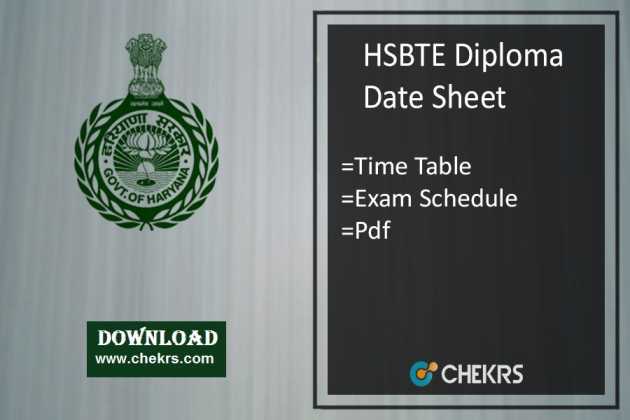 HSBTE Diploma Date Sheet 2024 : Haryana Diploma 2nd 4th 6th Sem Time Table