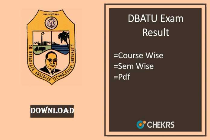 DBATU Result Winter 2024 - BTech MTech Diploma Exams Online Results