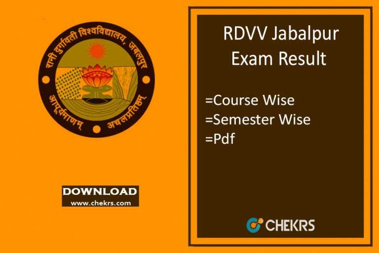 RDVV Result 2025 - BA BSc BCom 1st 3rd 5th Sem @ rdujbp.in