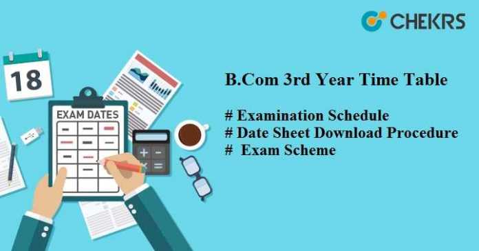 BCOM 3rd Year Time Table 2025 - B.Com Part III/ Final, Sem 5th 6th Date Sheet