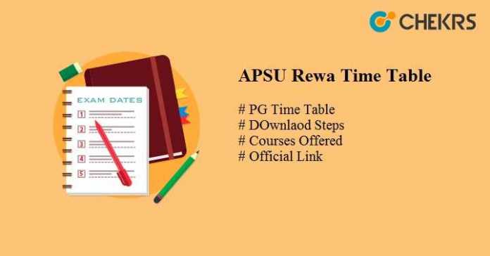APSU Rewa PG Time Table 2024 , MA MSC MCOM Semester Datesheet