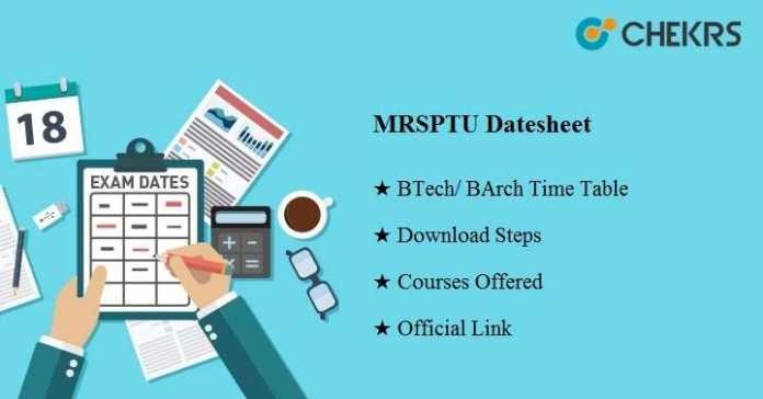 MRSPTU Date Sheet 2024 May June Exam B.Tech/ B.Arch Time Table