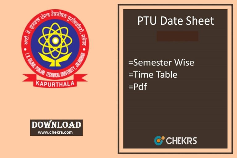 PTU Date Sheet 2024 - B.Tech May June 2nd 4th 6th 8th Sem Exam Time Table