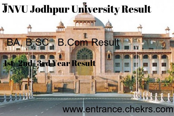 JNVU Result 2019, Jodhpur University BA BSC BCOM Part 1, 2, 3 Year Results